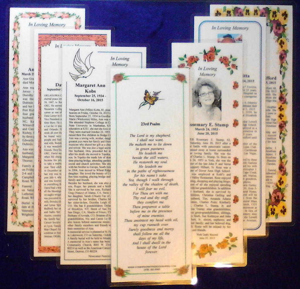 Memorial Bookmarks - honoring your loved one | The Grief Toolbox